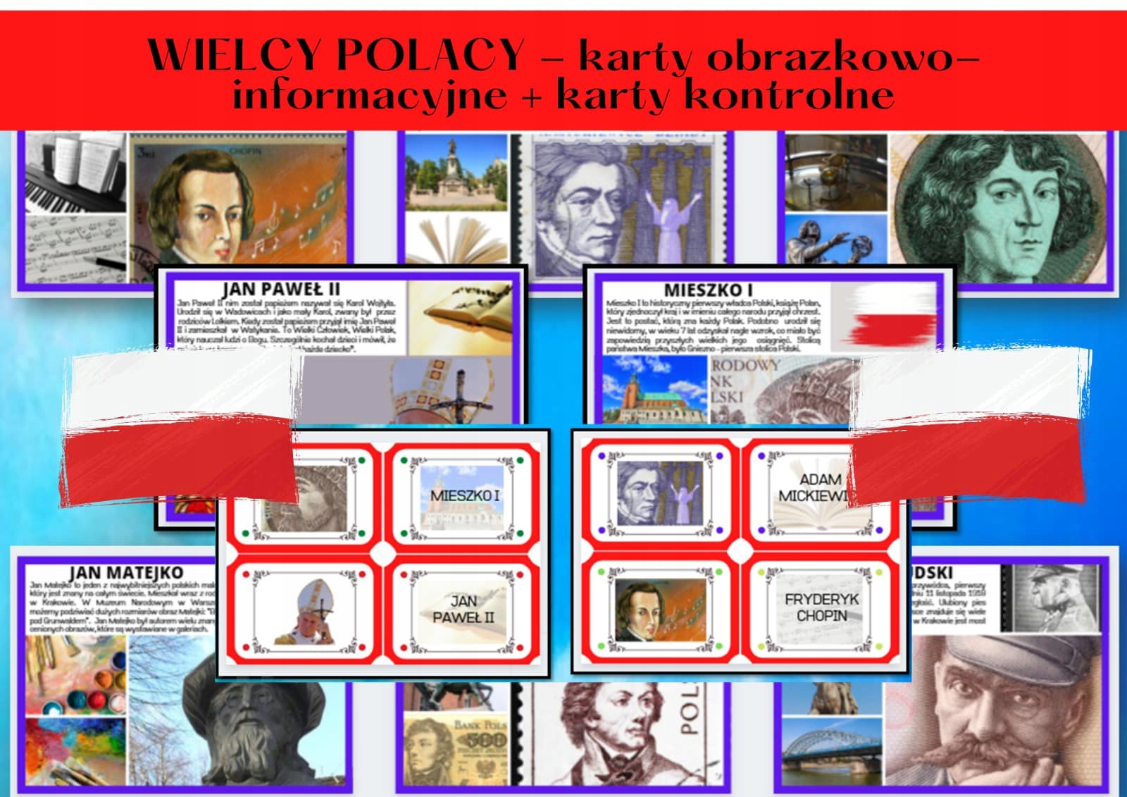 WIELCY POLACY - KARTY INFORMACYJNO OBRAZKOWE + MP4 POMYSŁ NAUCZYCIELA